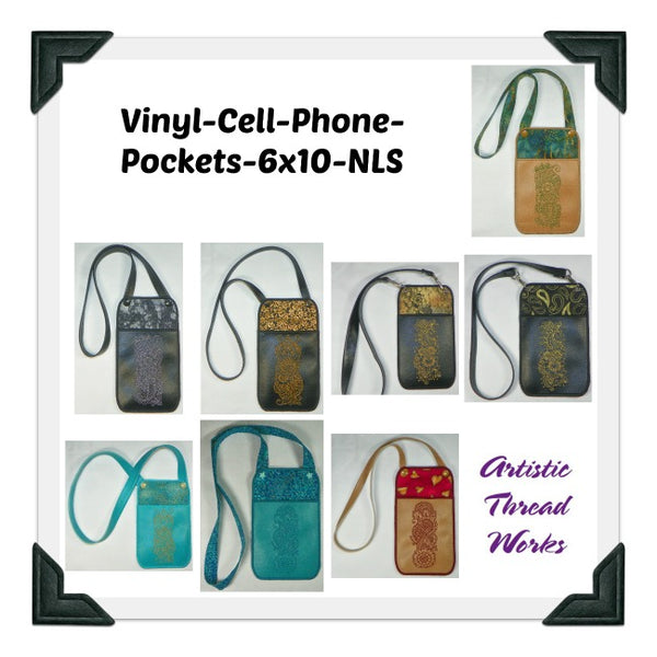 Vinyl Cell Phone Pockets Machine Embroidery Designs for 6x10 Hoop ...