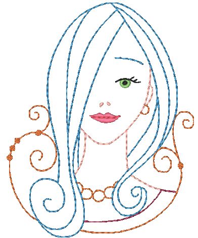 Young & Beautiful Ladies Machine Embroidery Designs for 4x4 Hoop ...