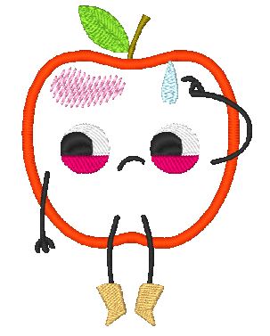 Cute Apple Character Applique-LM [4x4] 11750 Machine Embroidery Design ...