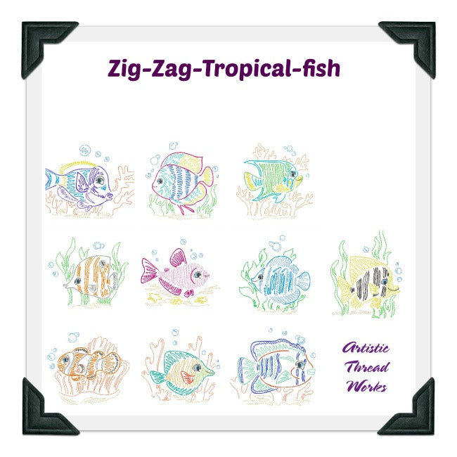 Zig Zag Tropical Fish Machine Embroidery Designs – hollysembroiderydesigns