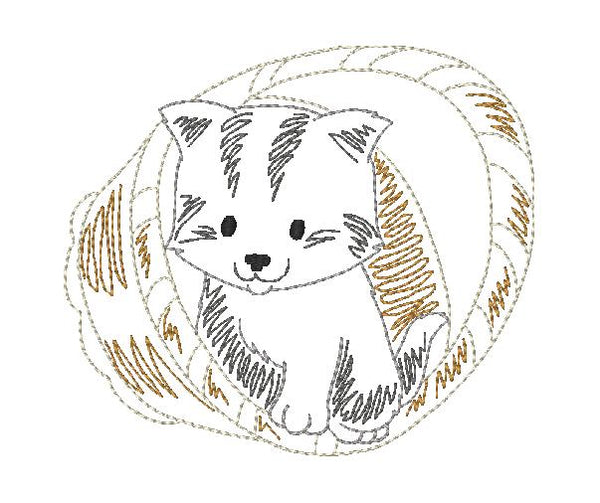 Cat Color Sketches Redwork [5x7] 11538 Machine Embroidery Designs ...